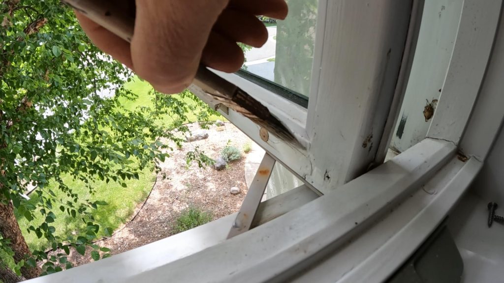 Repairing loose hardware at a casement window: Level 2 repair with wood ...