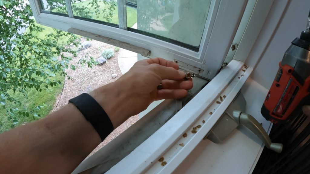 Repairing loose hardware at a casement window: Level 2 repair with wood ...